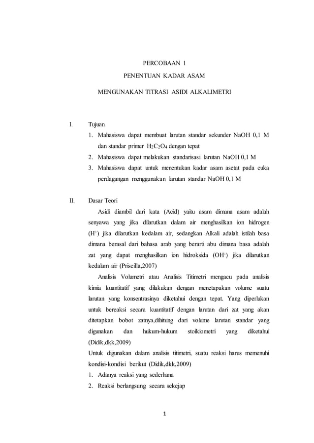 Laporan praktikum asidi alkalimetri doc | DOCX