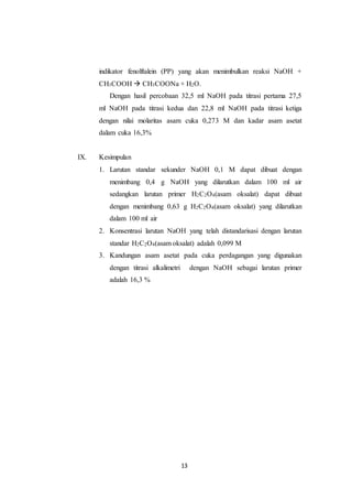 Laporan praktikum asidi alkalimetri doc | DOCX