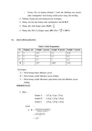 LAPORAN PRAKTEK PENGANJIAN (SIZING) PADA BENANG | DOCX