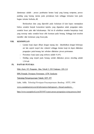 LAPORAN PRAKTEK PENGANJIAN (SIZING) PADA BENANG | DOCX