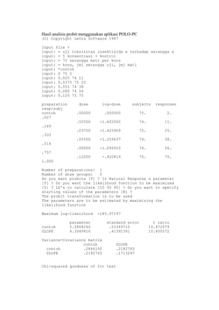 Laporan 2 pesti analisis probit | DOC