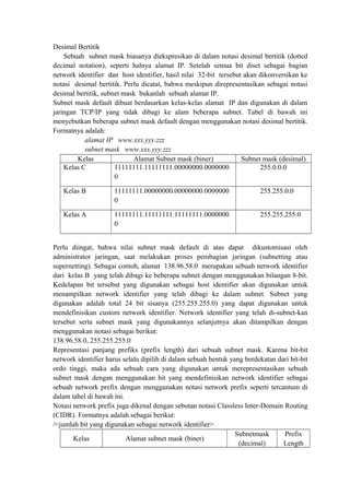 Laporan 3 netmask subnetting | DOC
