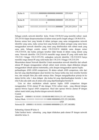 Laporan 3 netmask subnetting | DOC