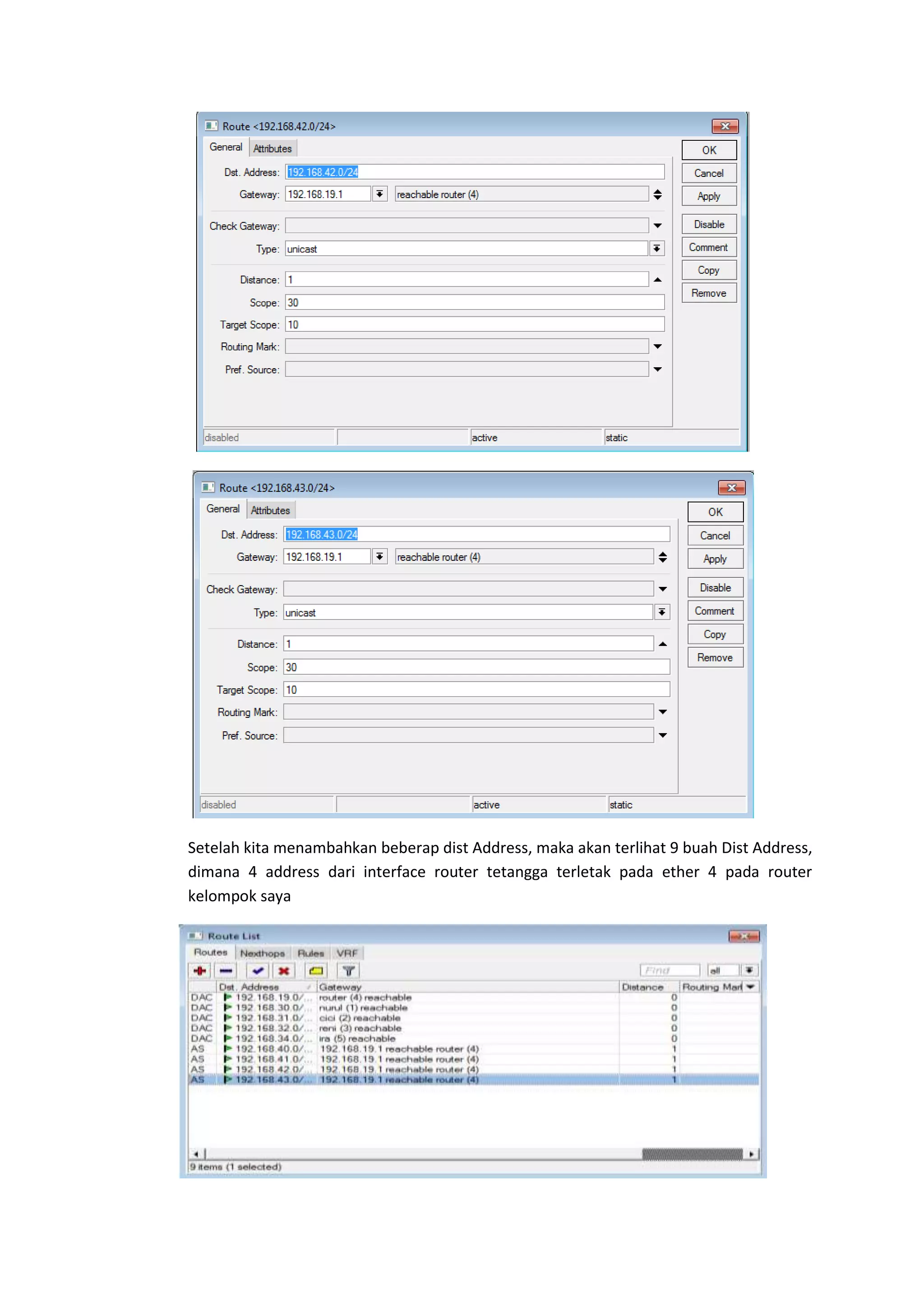 Laporan 5 routing static mikrotic router | DOCX