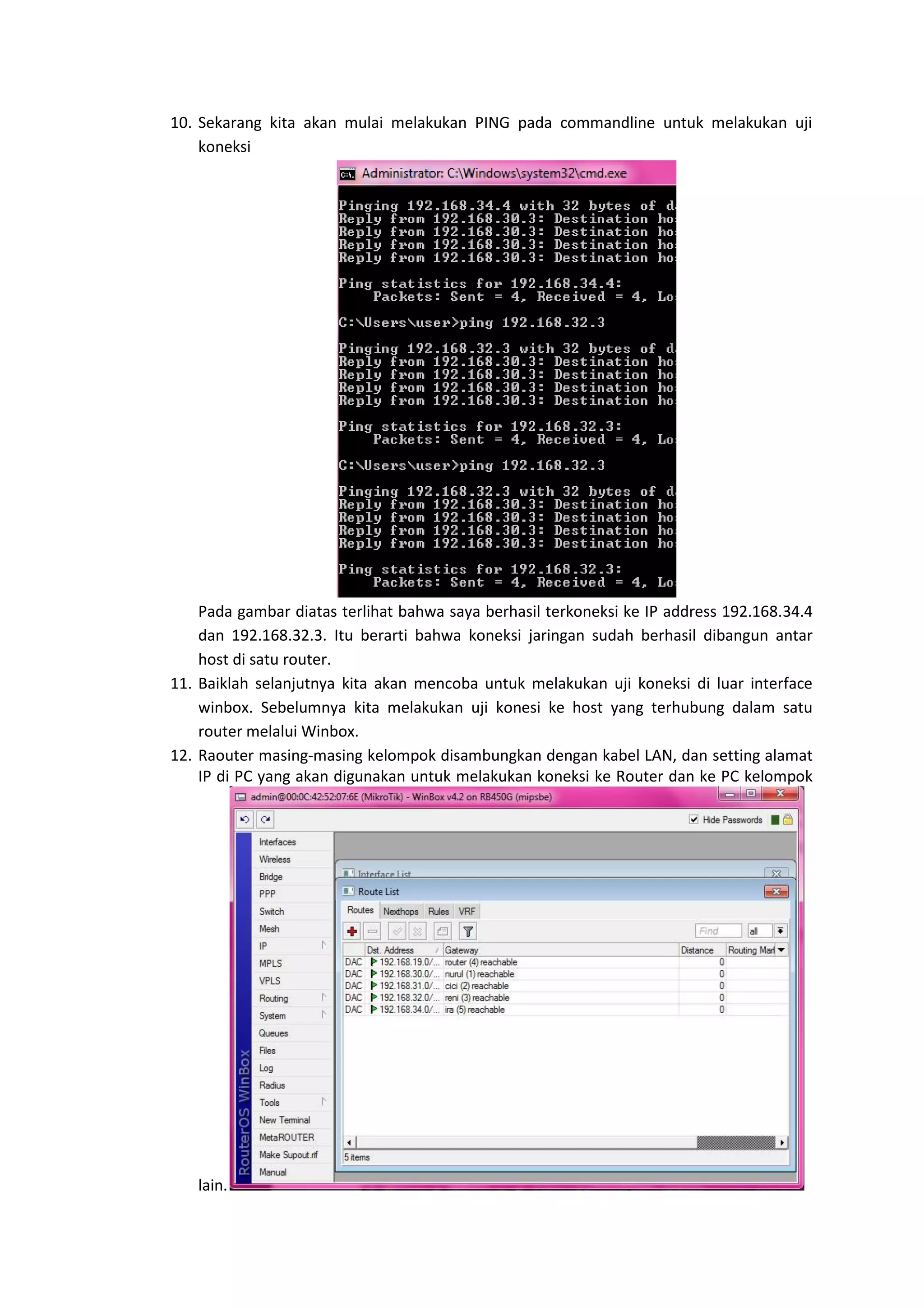 Laporan 5 routing static mikrotic router | DOCX