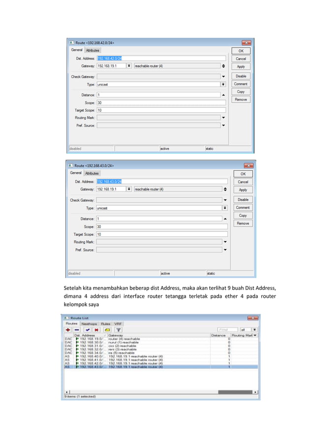Laporan 5 routing static mikrotic router | DOCX