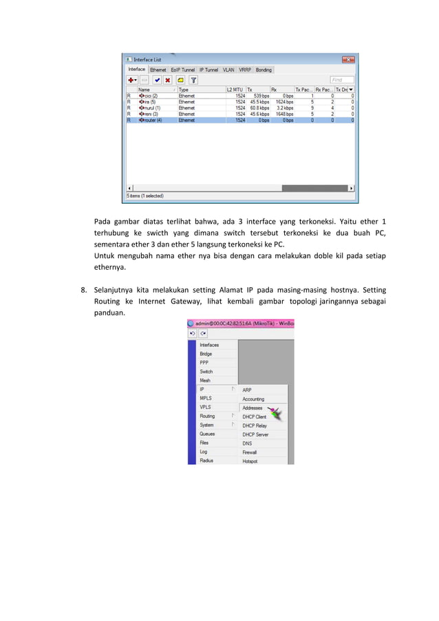 Laporan 5 routing static mikrotic router | DOCX