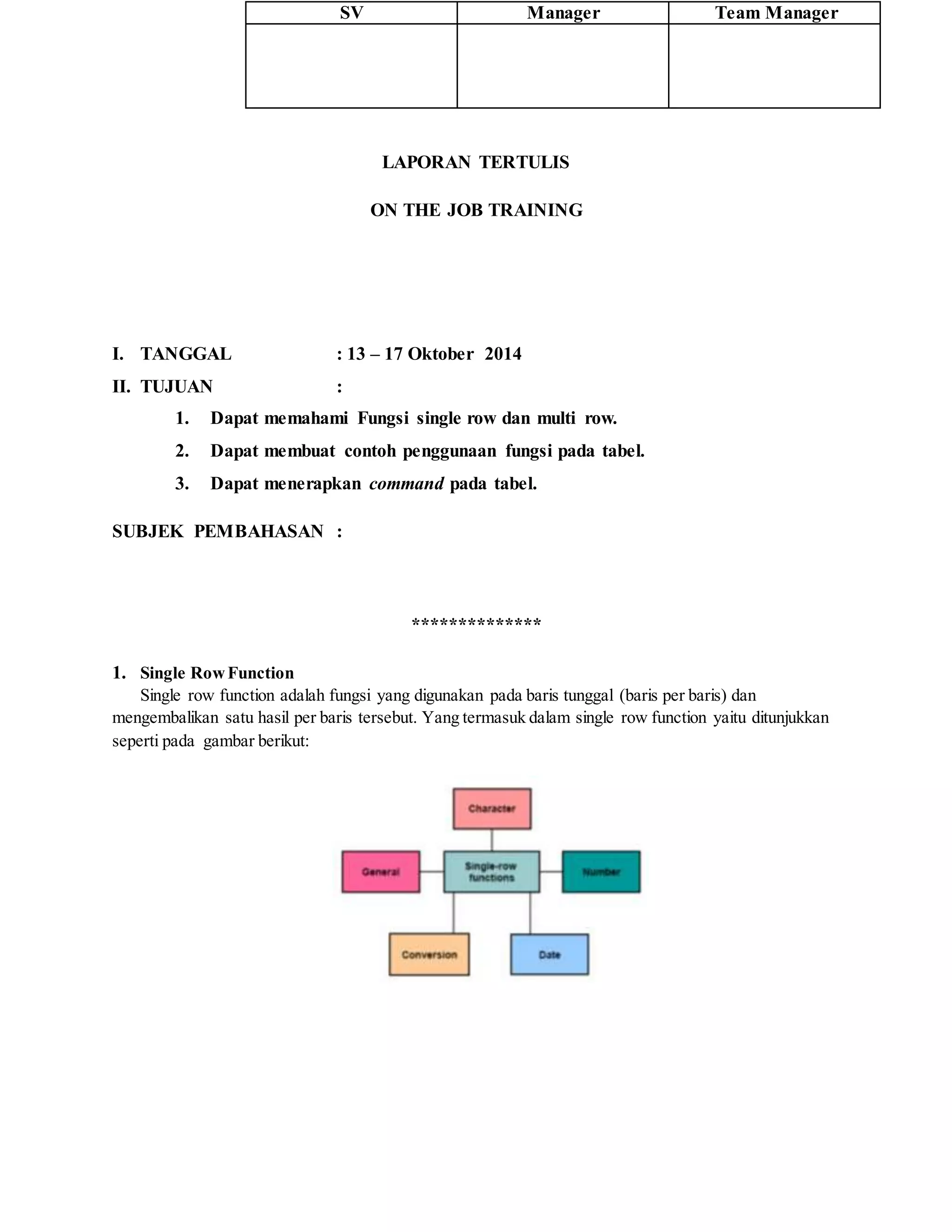Fungsi Single Row dan Multi Row pada Oracle | DOCX