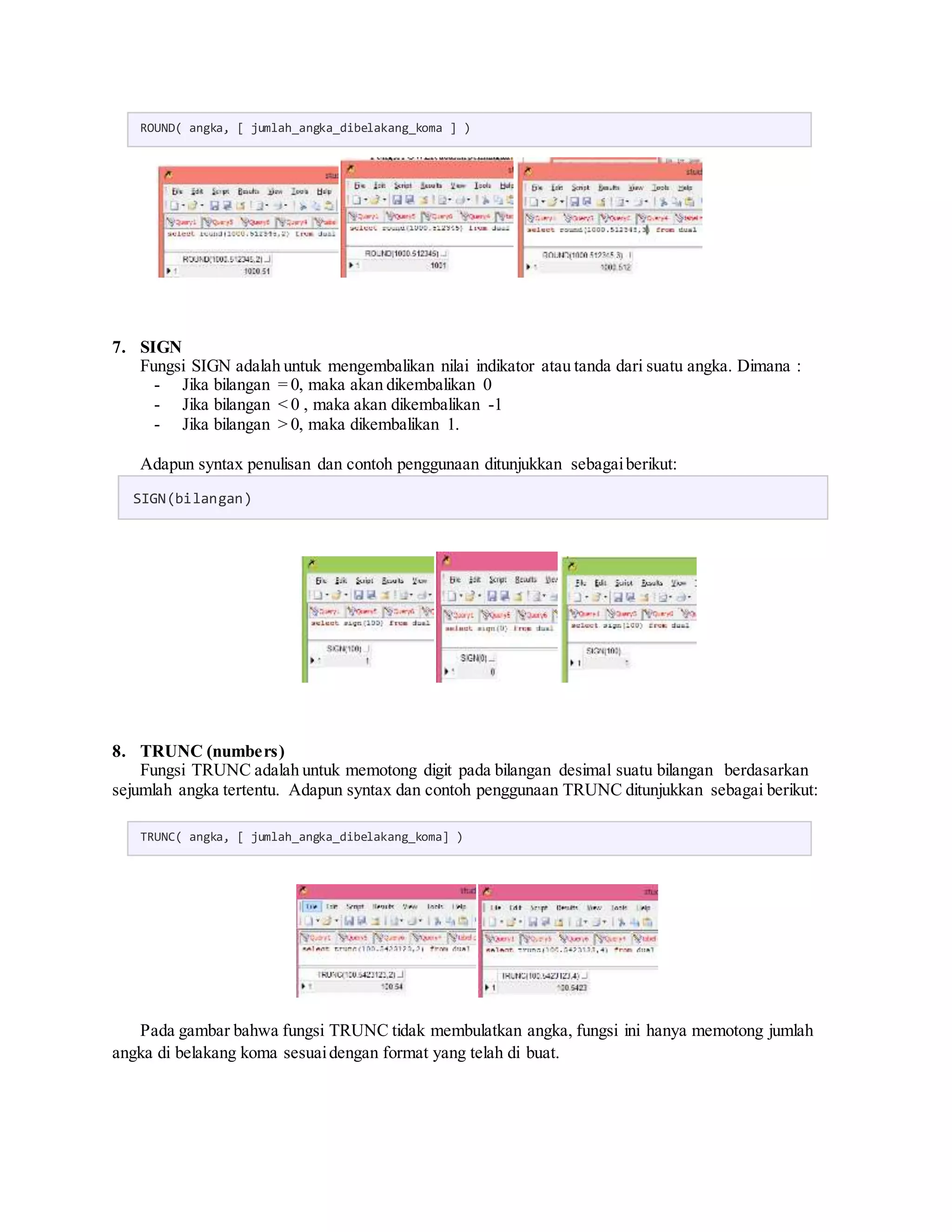 Fungsi Single Row dan Multi Row pada Oracle | DOCX