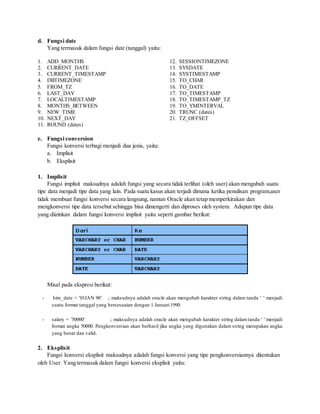 Fungsi Single Row dan Multi Row pada Oracle | DOCX