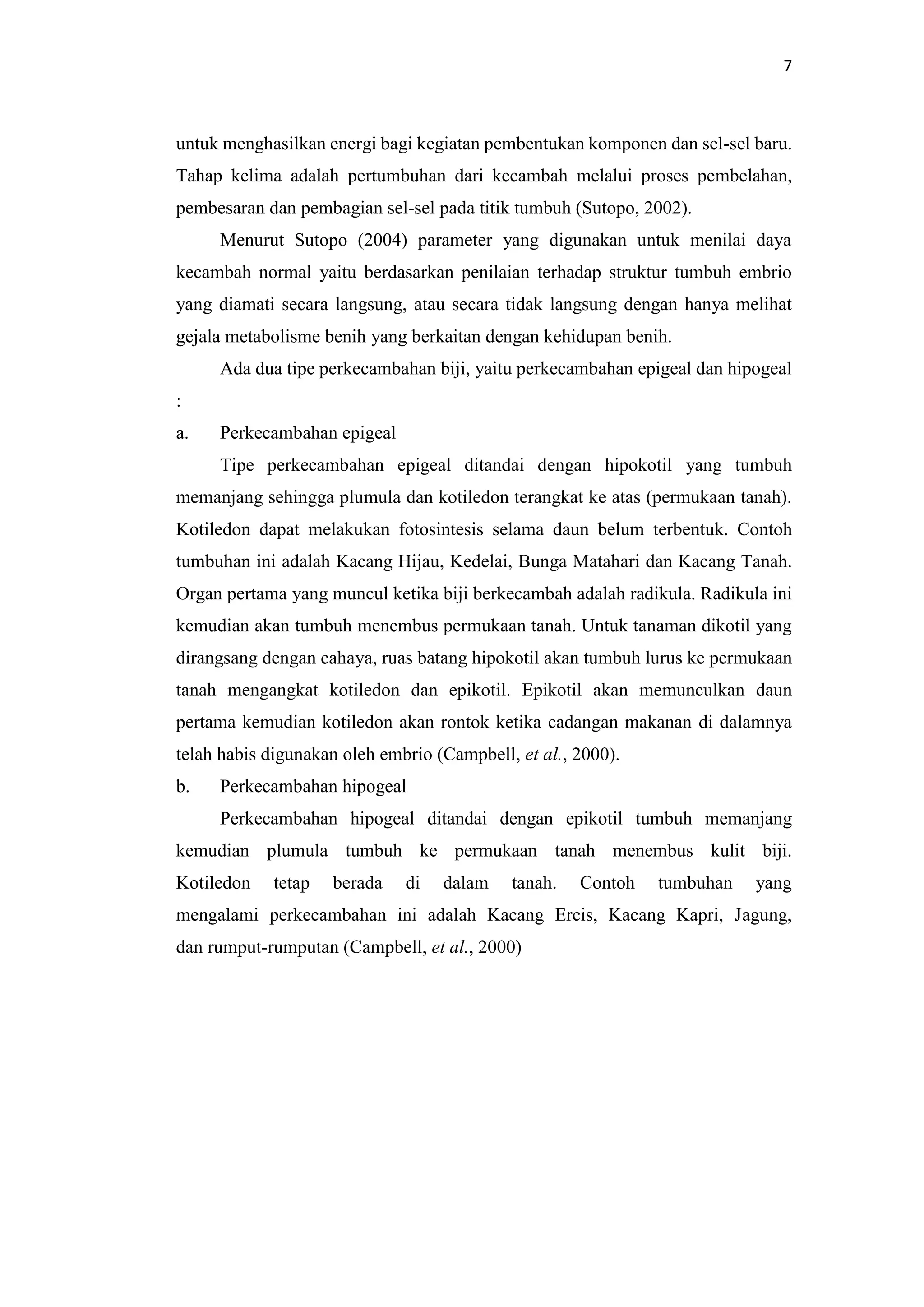 Struktur dan Tipe Perkecambahan Benih | PDF