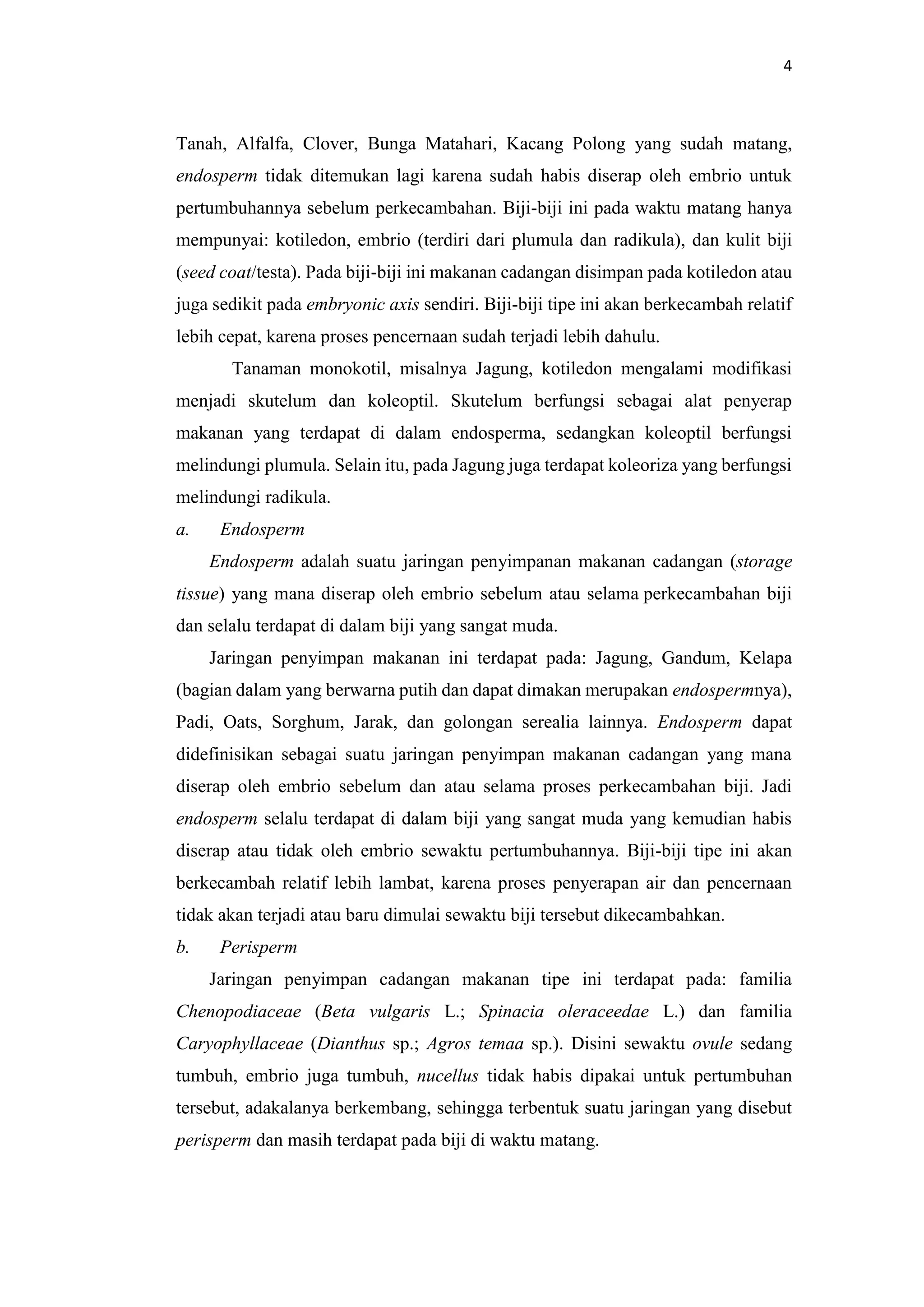 Struktur dan Tipe Perkecambahan Benih | PDF