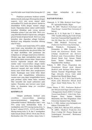 Produksi Biodiesel dari Tanaman Jarak Pagar | PDF