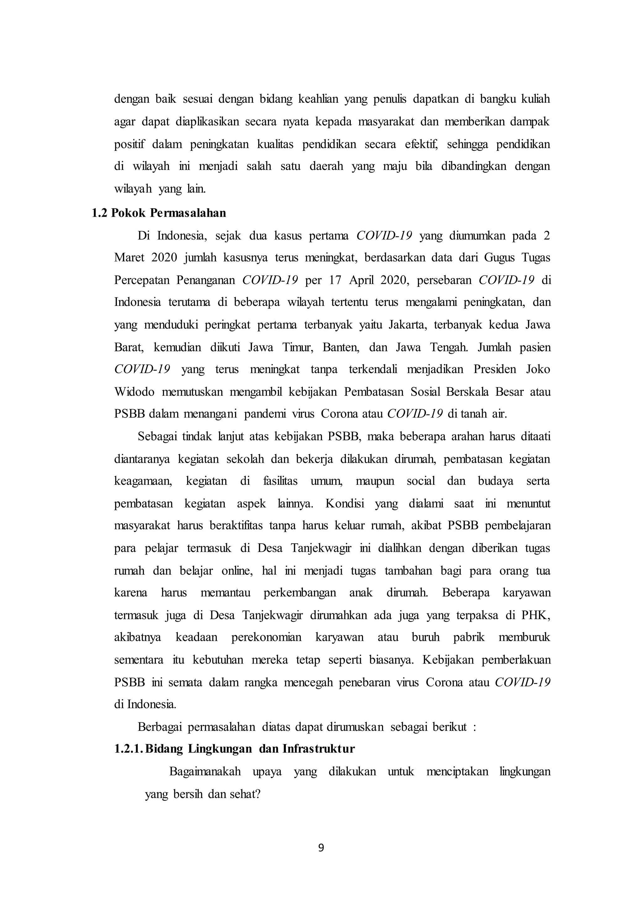 Laporan akhir KKN UNUSIDA 2020 Desa Tanjekwagir oleh muhammad miftakhus ...