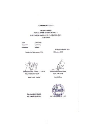 Laporan akhir KKN UNUSIDA 2020 Desa Tanjekwagir oleh muhammad miftakhus ...