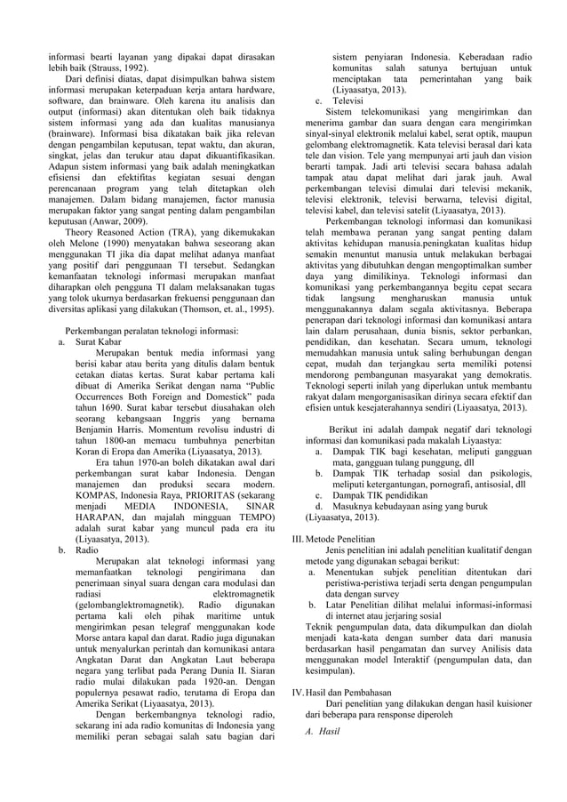 Laporan akhir peranan serta pengaruh teknologi informasi bagi manusia khususnya untuk mahasiswa ...