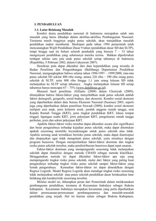 Laporan akhir pkmp (pemodelan tingkat risiko putus sekolah pendidikan ...