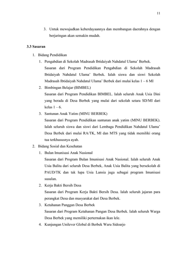 LAPORAN AKHIR PROGRAM KKN UNUSIDA BERDAYA UNIVERSITAS NAHDLATUL ULAMA SIDOARJO DESA BERBEK ...