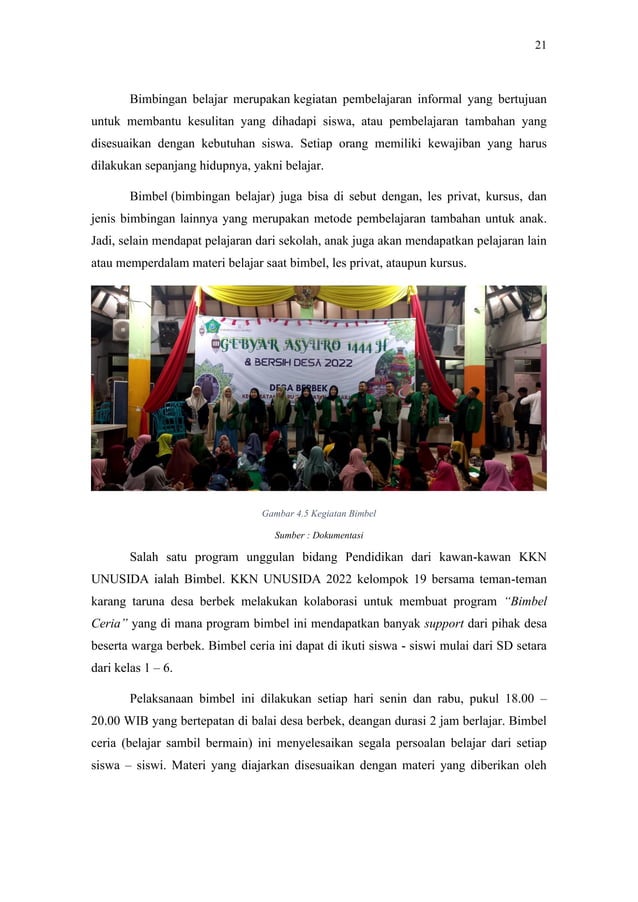 LAPORAN AKHIR PROGRAM KKN UNUSIDA BERDAYA UNIVERSITAS NAHDLATUL ULAMA SIDOARJO DESA BERBEK ...