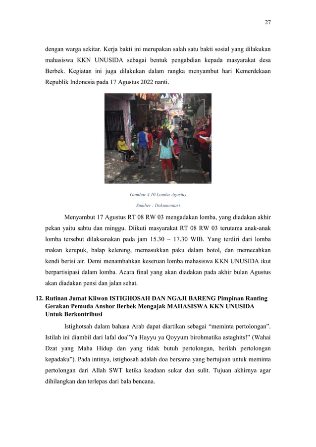 LAPORAN AKHIR PROGRAM KKN UNUSIDA BERDAYA UNIVERSITAS NAHDLATUL ULAMA SIDOARJO DESA BERBEK ...