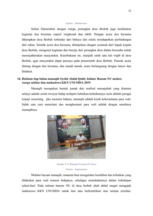 LAPORAN AKHIR PROGRAM KKN UNUSIDA BERDAYA UNIVERSITAS NAHDLATUL ULAMA SIDOARJO DESA BERBEK ...