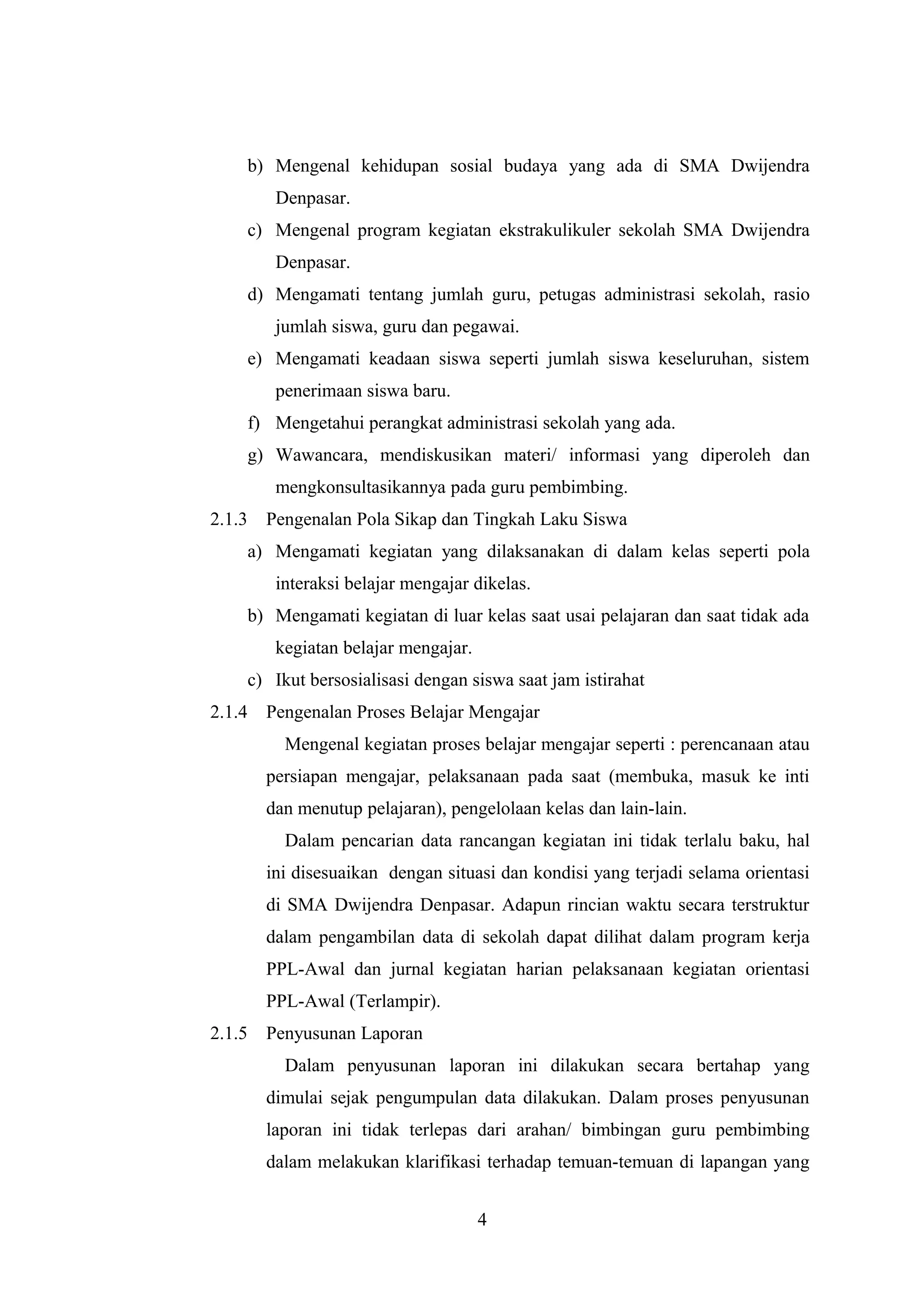 Laporan akhir program pengalaman lapangan awal undiksha | DOC