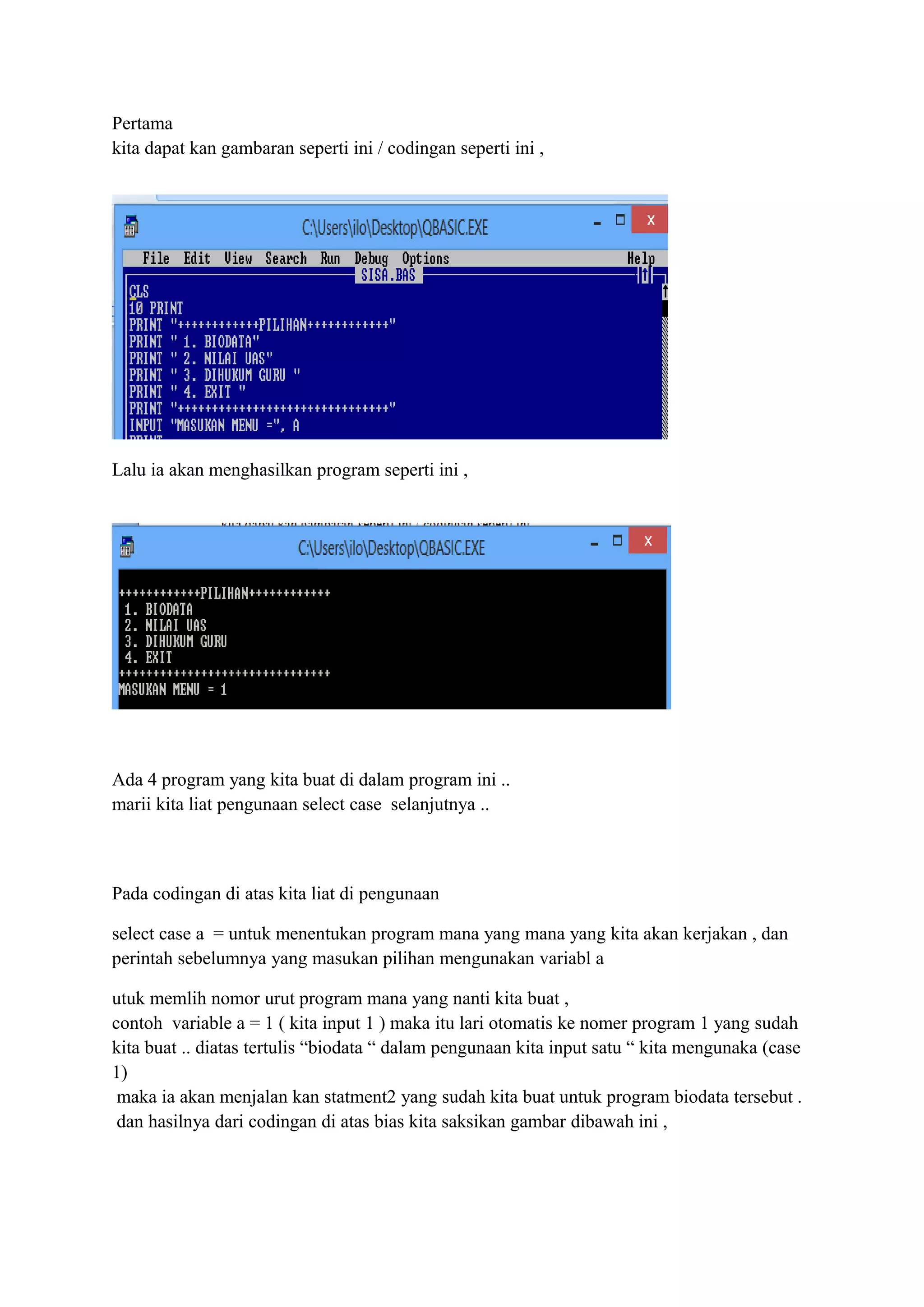 Laporan akhir qbasic . ujian | PDF