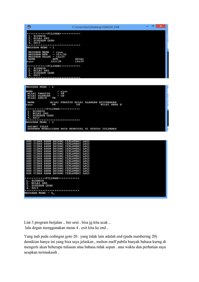 Laporan akhir qbasic . ujian | PDF