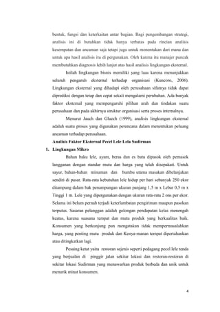 Analisis SWOT Pecel Lele Lela (EFAS dan IFAS) | DOCX