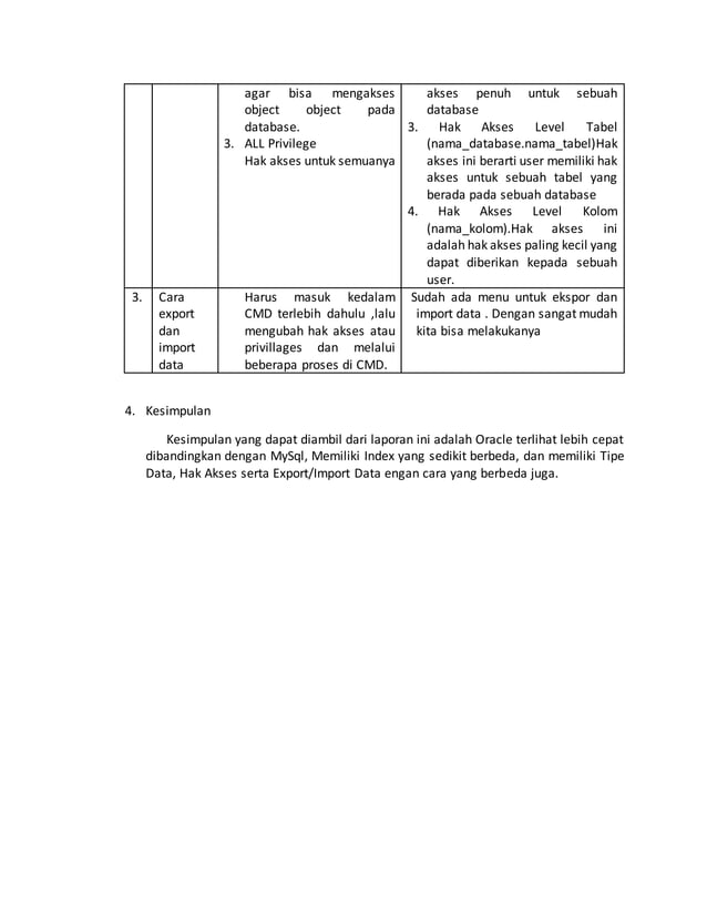 Mysql vs oracle Kecepatan Transaksi, Index, dan Resource doc | PDF