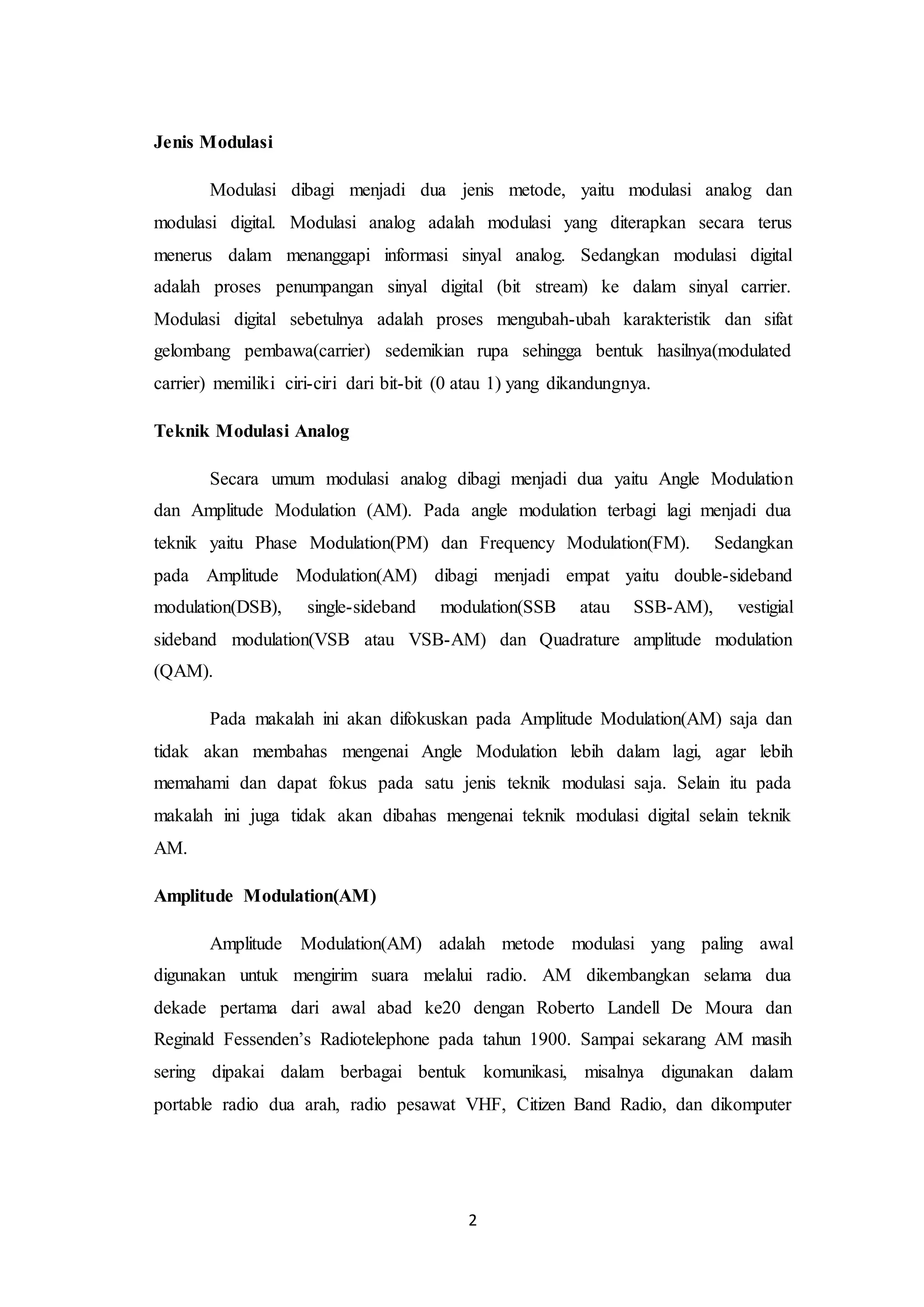 Materi Amplitude Modulation (AM) | DOCX