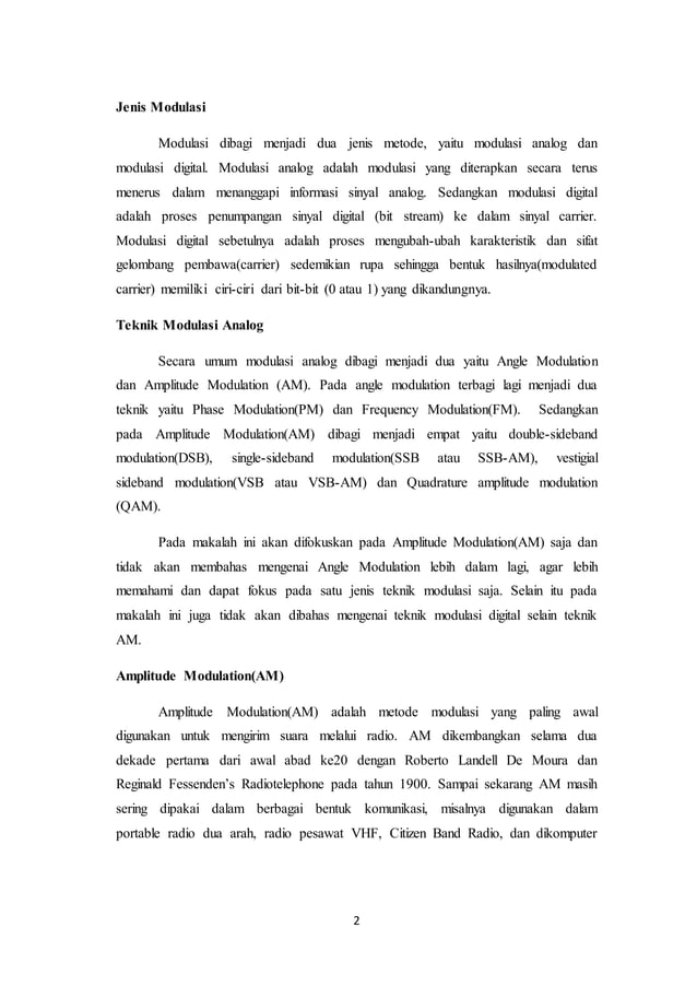 Materi Amplitude Modulation (AM) | DOCX