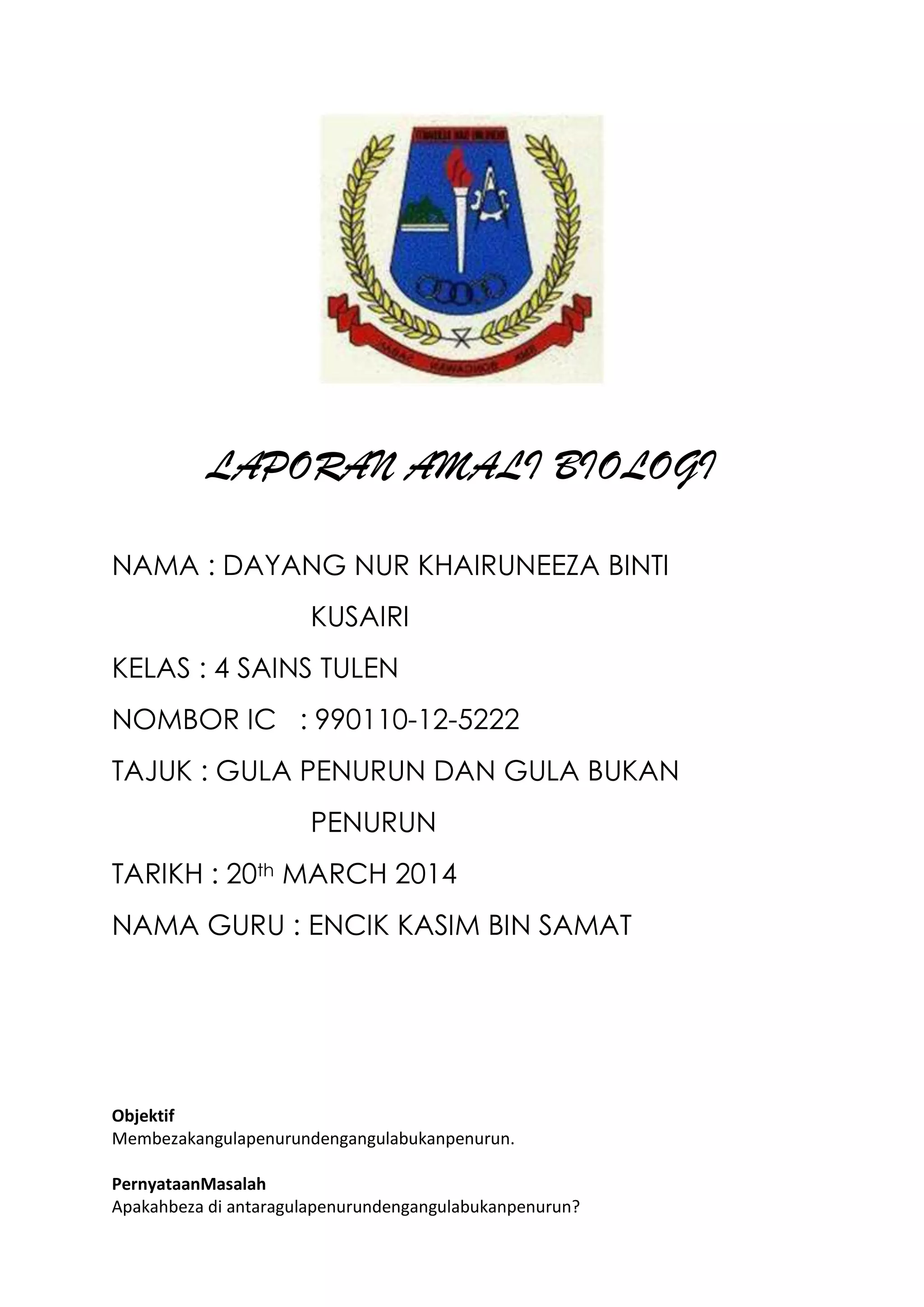 Laporan amali bio 4.1 | DOCX