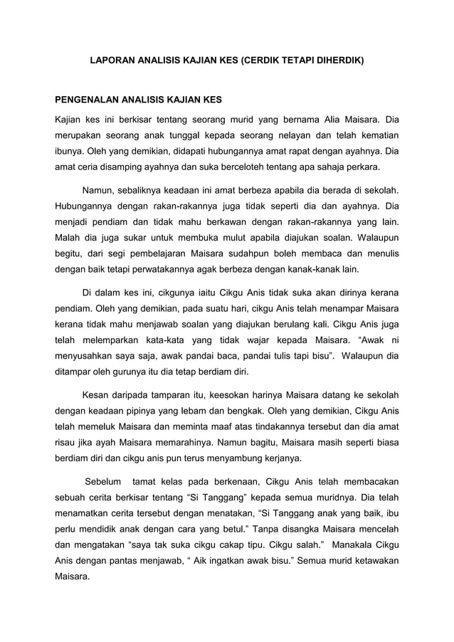 Laporan analisis kajian kes | DOCX
