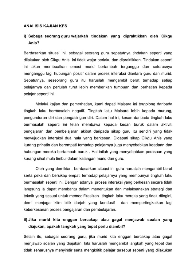 Laporan analisis kajian kes | DOCX