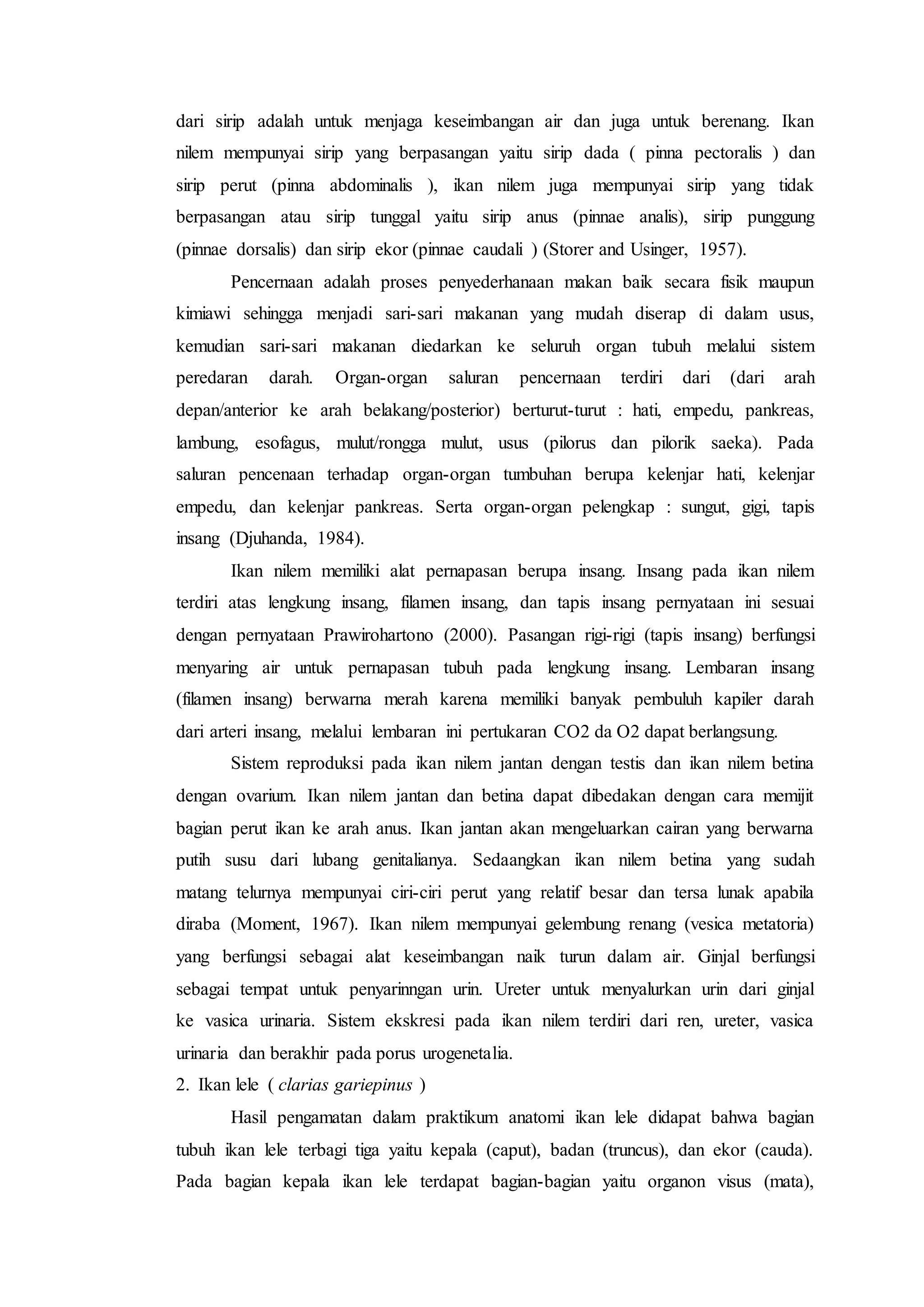 Laporan anatomi ikan nilem dan ikan lele | DOCX