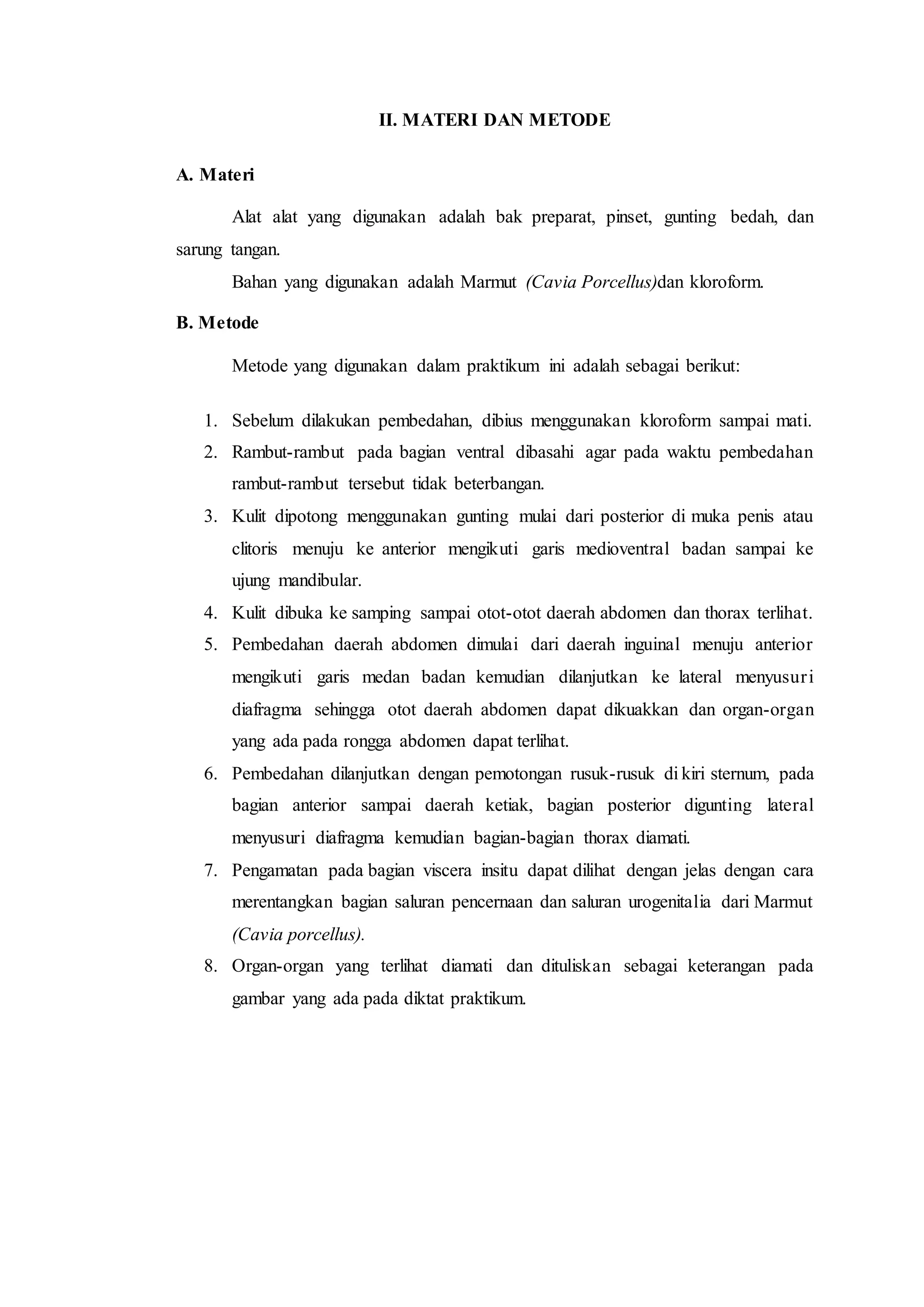 Laporan anatomi marmut | DOCX