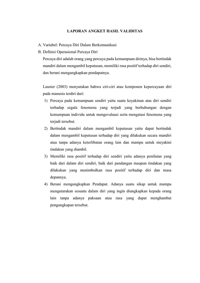 CONTOH BLUE PRINT DAN RUMUS EXCEL VALIDITAS | PDF