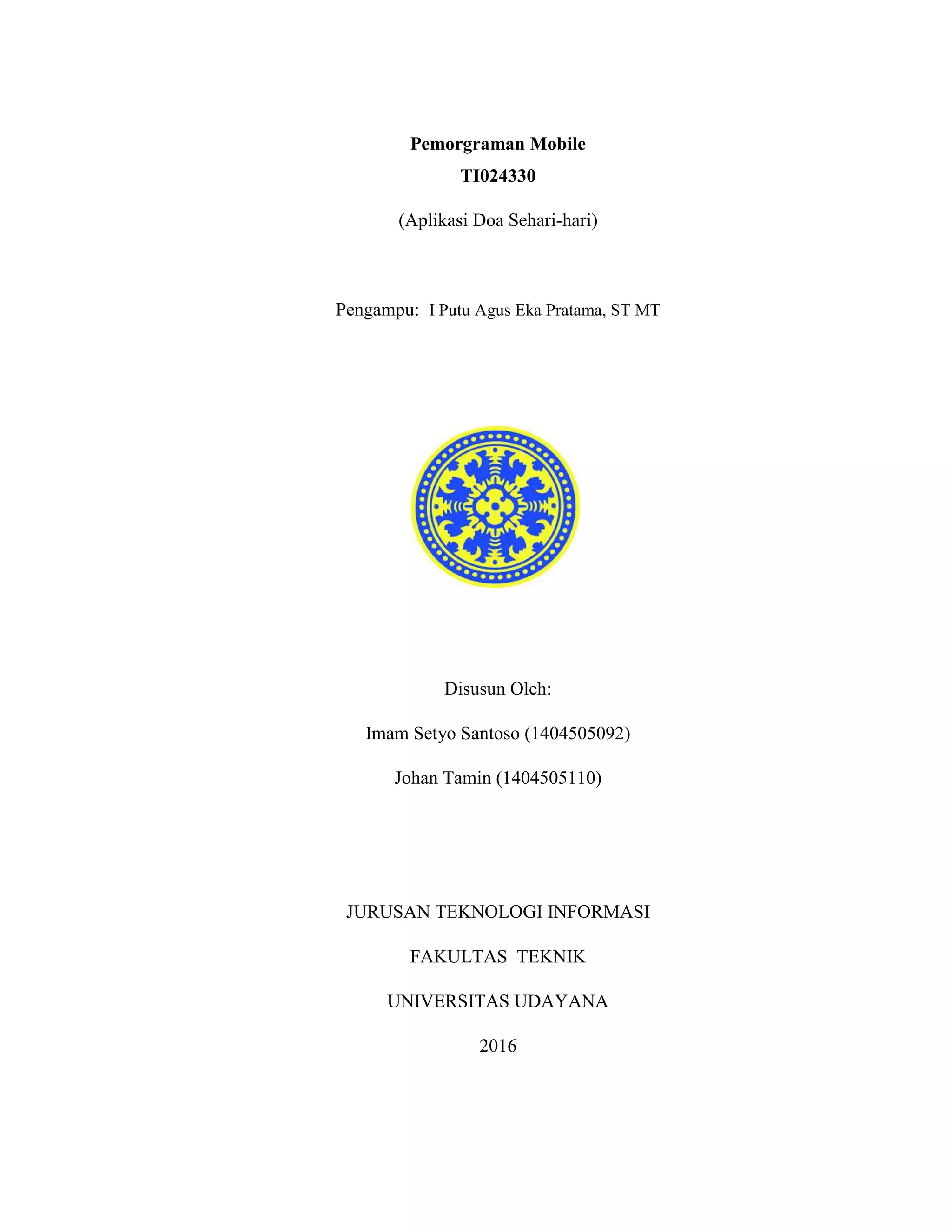 Laporan aplikasi doa sehari hari | PDF Laporan aplikasi doa sehari hari | PDF