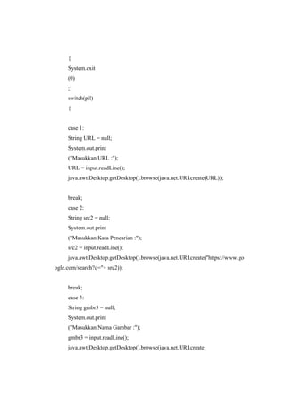 Laporan program browser menggunakan bahasa pemograman java | PDF