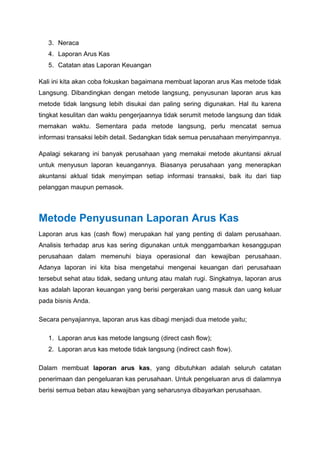 LAPORAN ARUS KAS Metode Langsung dan Metode Tidak Langsung | PDF