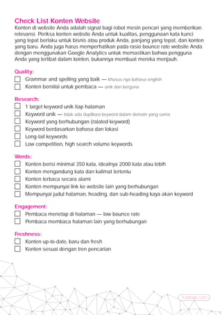 Check list free gratis laporan audit SEO | PDF
