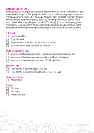 Check list free gratis laporan audit SEO | PDF