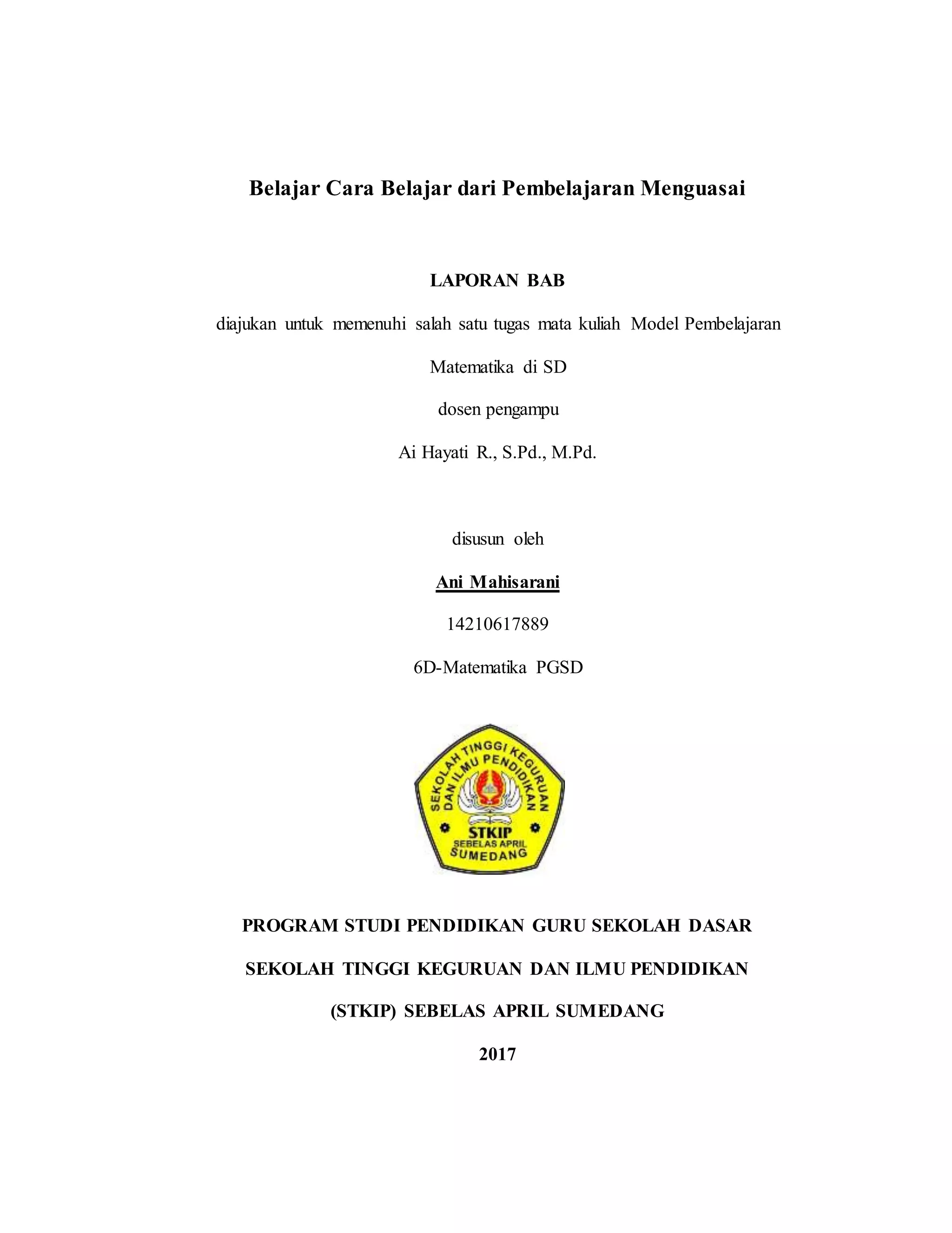 Laporan Bab Buku Models of Teaching | PDF Laporan Bab Buku Models of Teaching | PDF