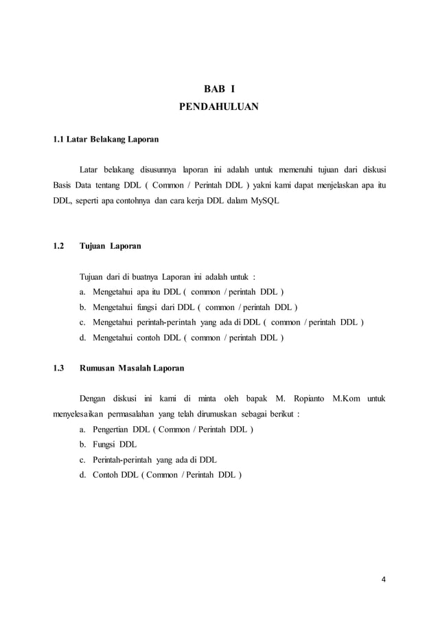 Laporan Basis Data (DDL) | DOCX