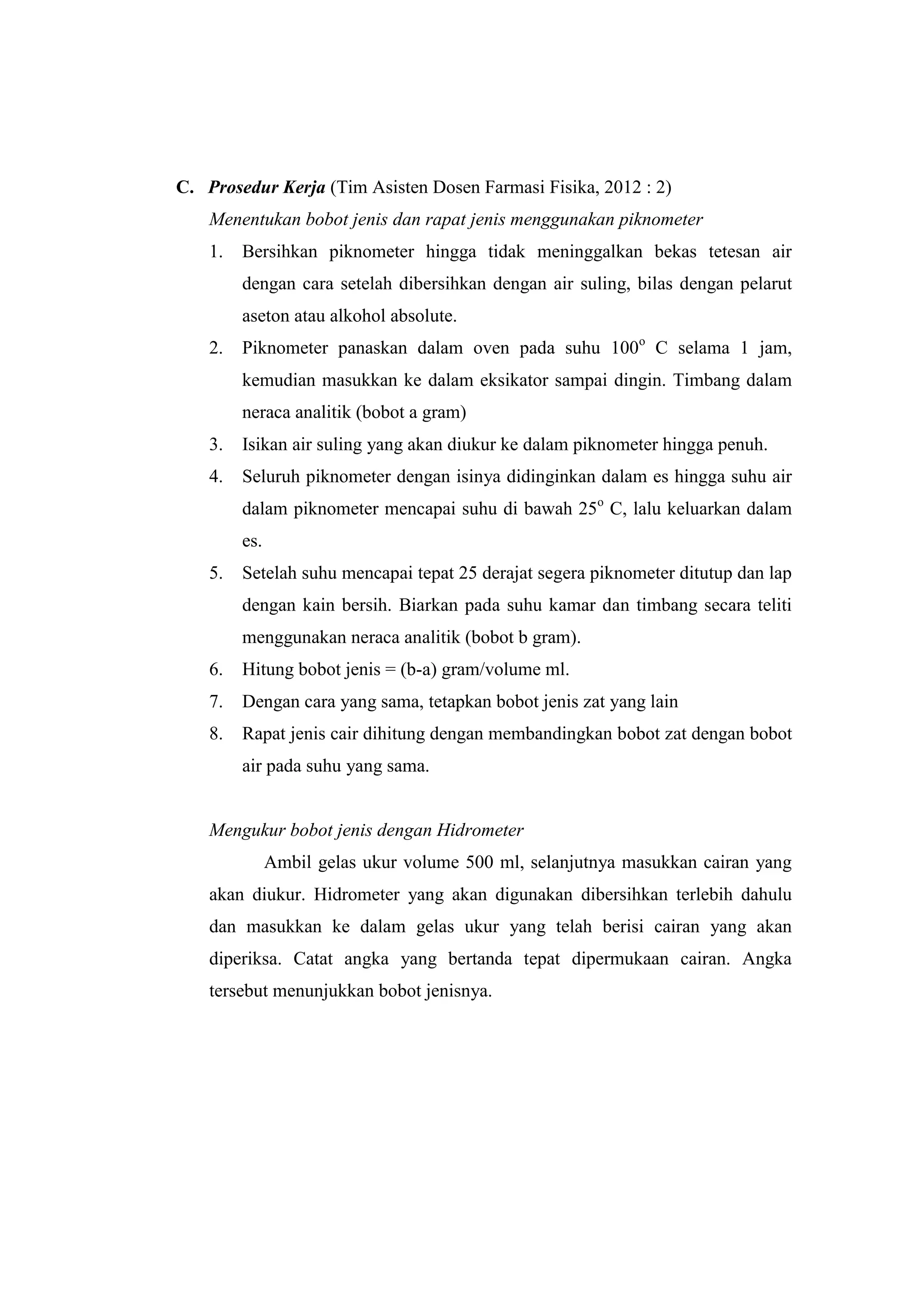 Berat Jenis dan Rapat Jenis | DOCX