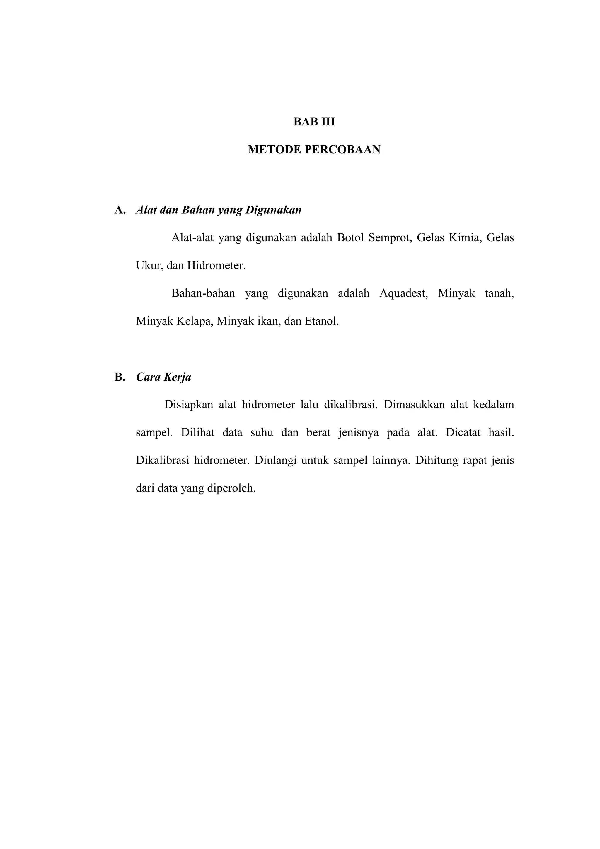 Berat Jenis dan Rapat Jenis | DOCX