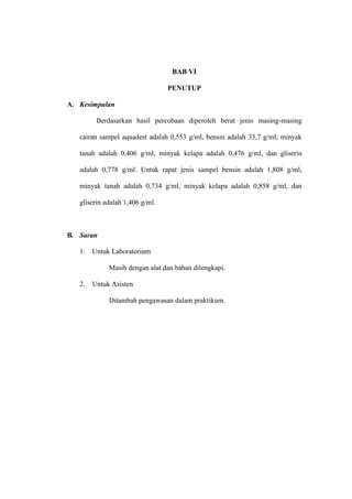 Berat Jenis dan Rapat Jenis | DOCX