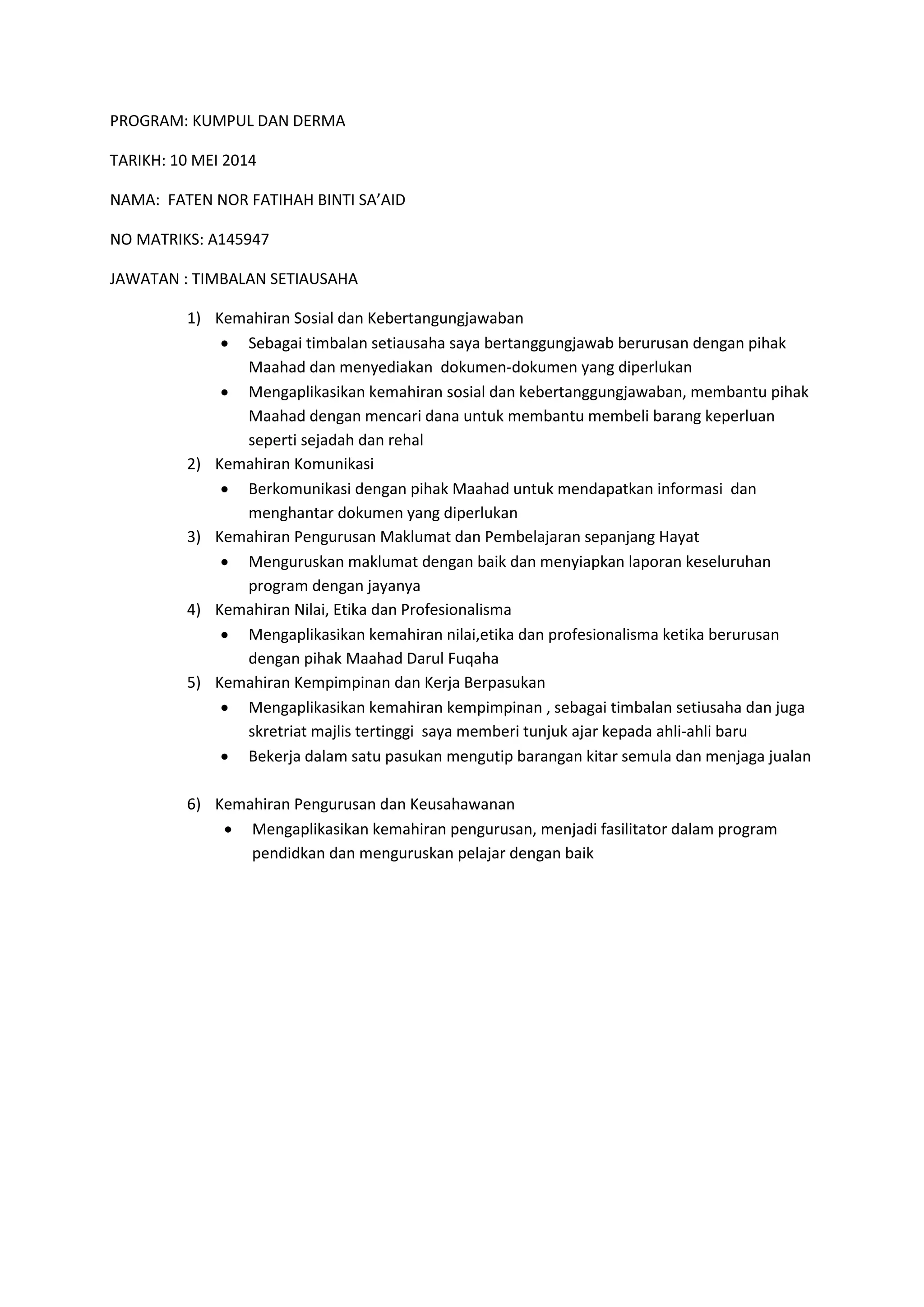 Laporan bertulis kumpul dan derma | PDF