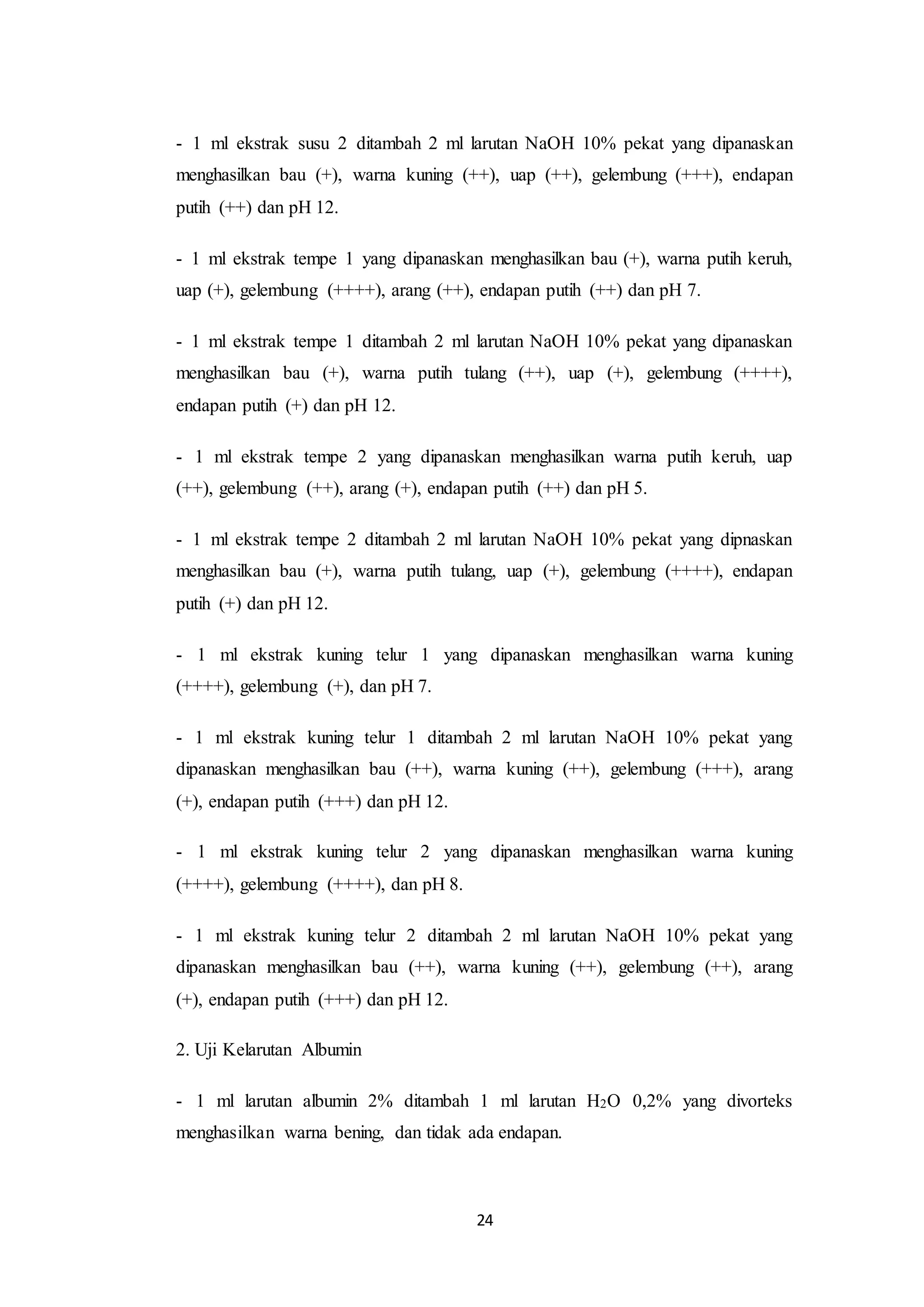 Laporan Biokimia Praktikum Protein: Uji Unsur-Unsur Protein, Uji ...